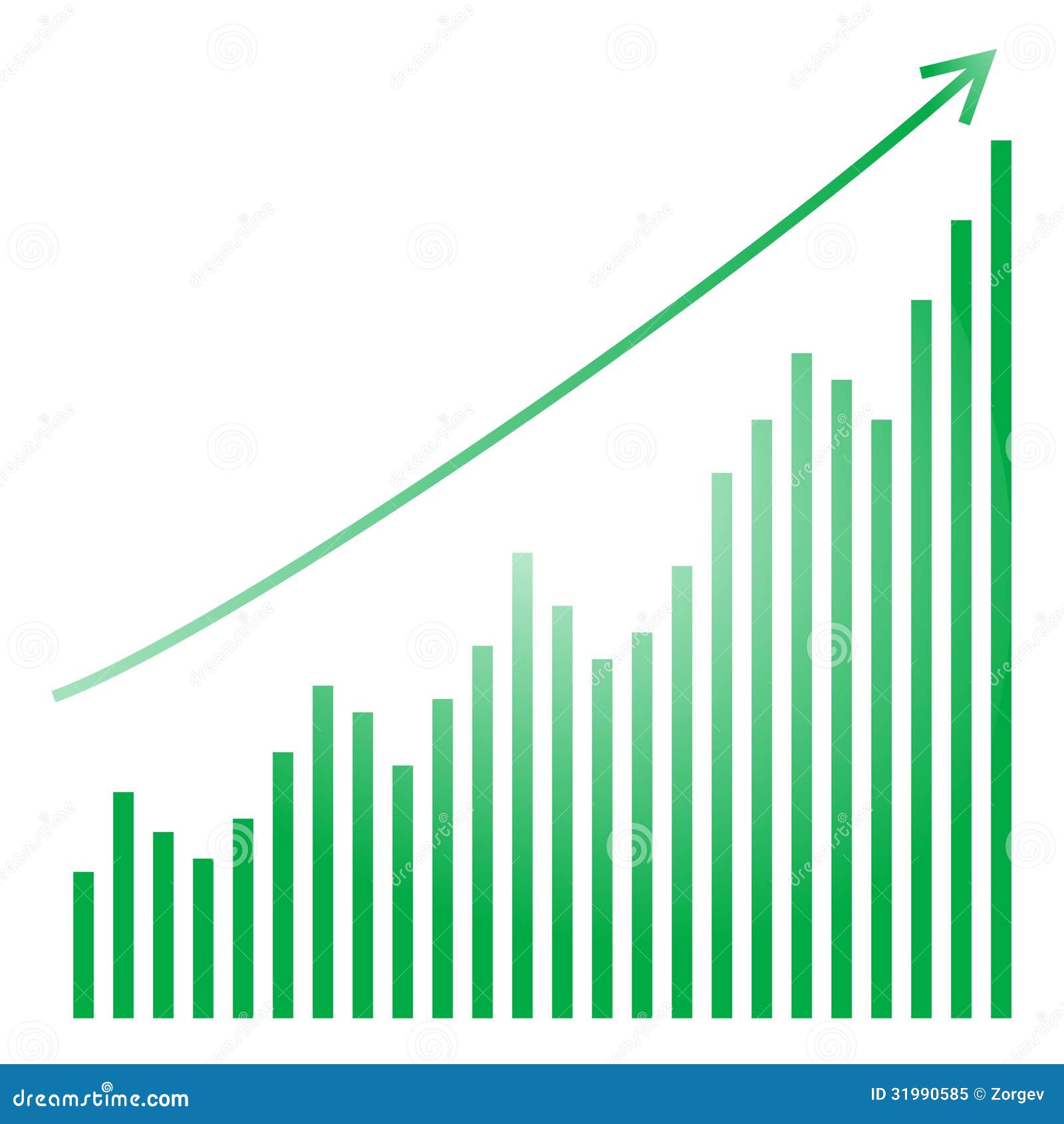 Green bar graph and bright stock illustration. Illustration of forecast ...