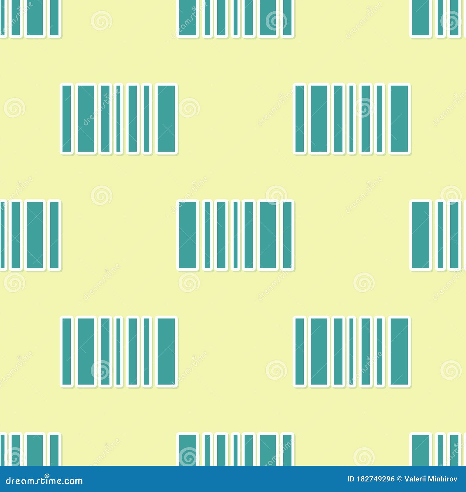 Green Barcode Icon Isolated Seamless Pattern on Yellow Background ...