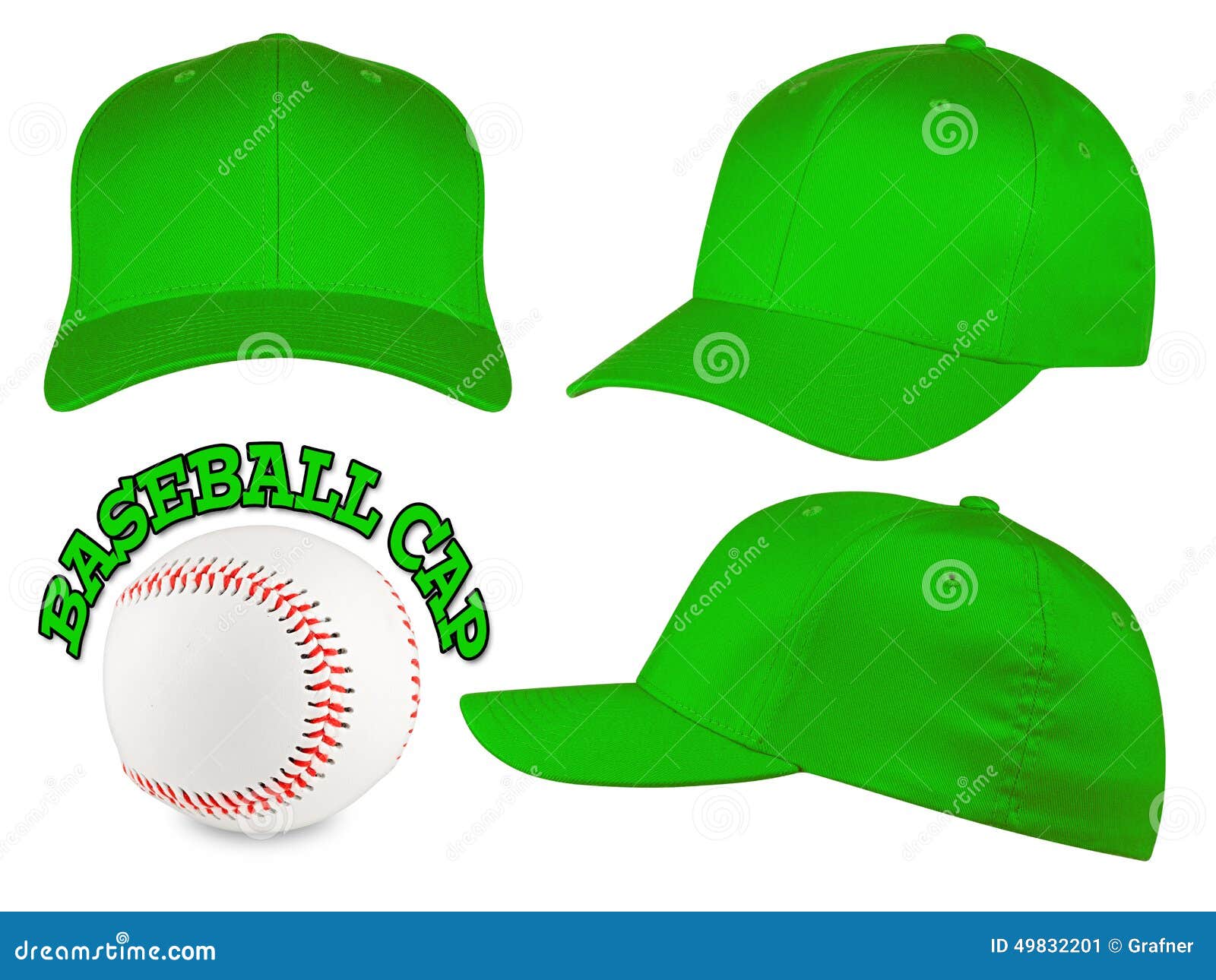 Green baseball cap set stock image. Image of fashion - 49832201