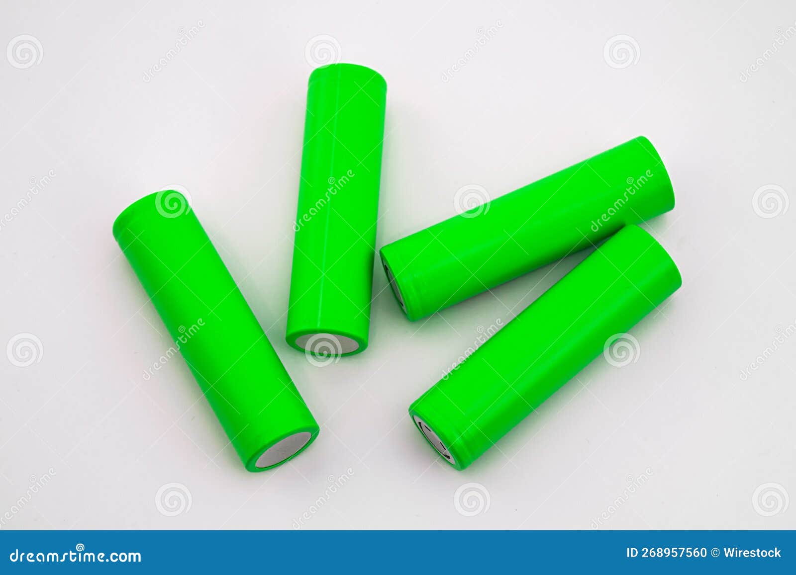 Green Batteries Isolated on White Background Stock Photo - Image of ...