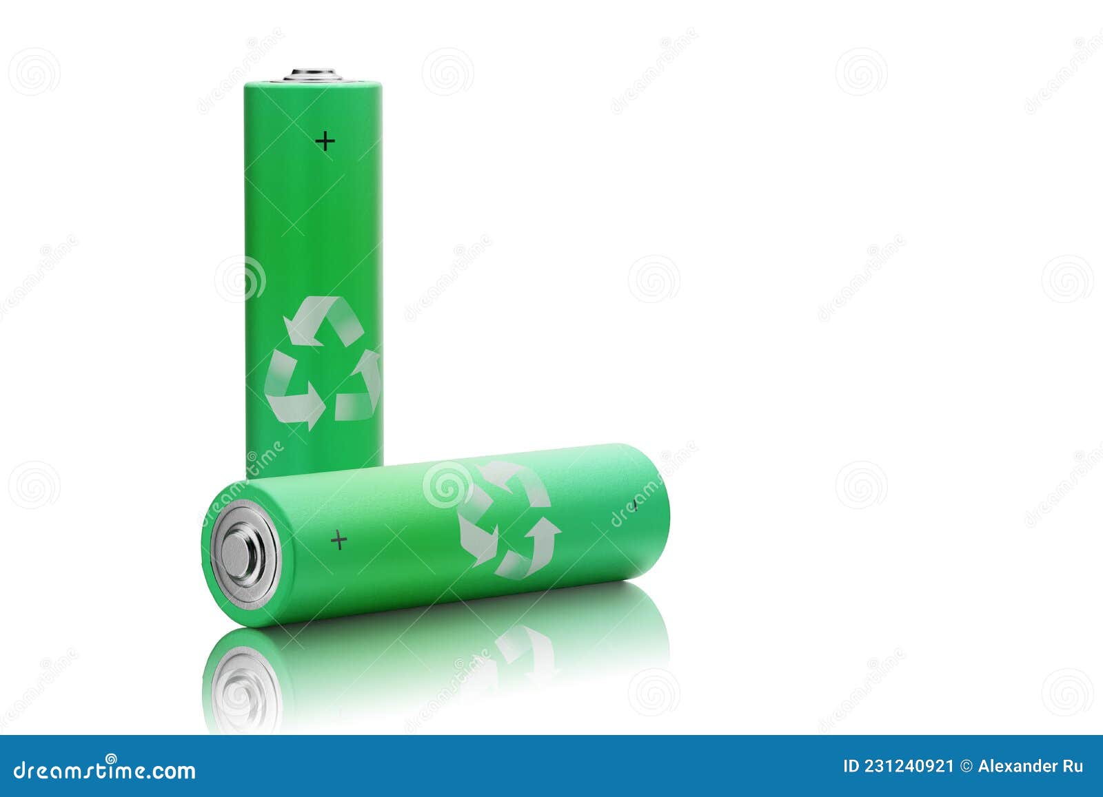 Green Batteries Battery With Recycle Symbol - Renewable Energy Concept ...