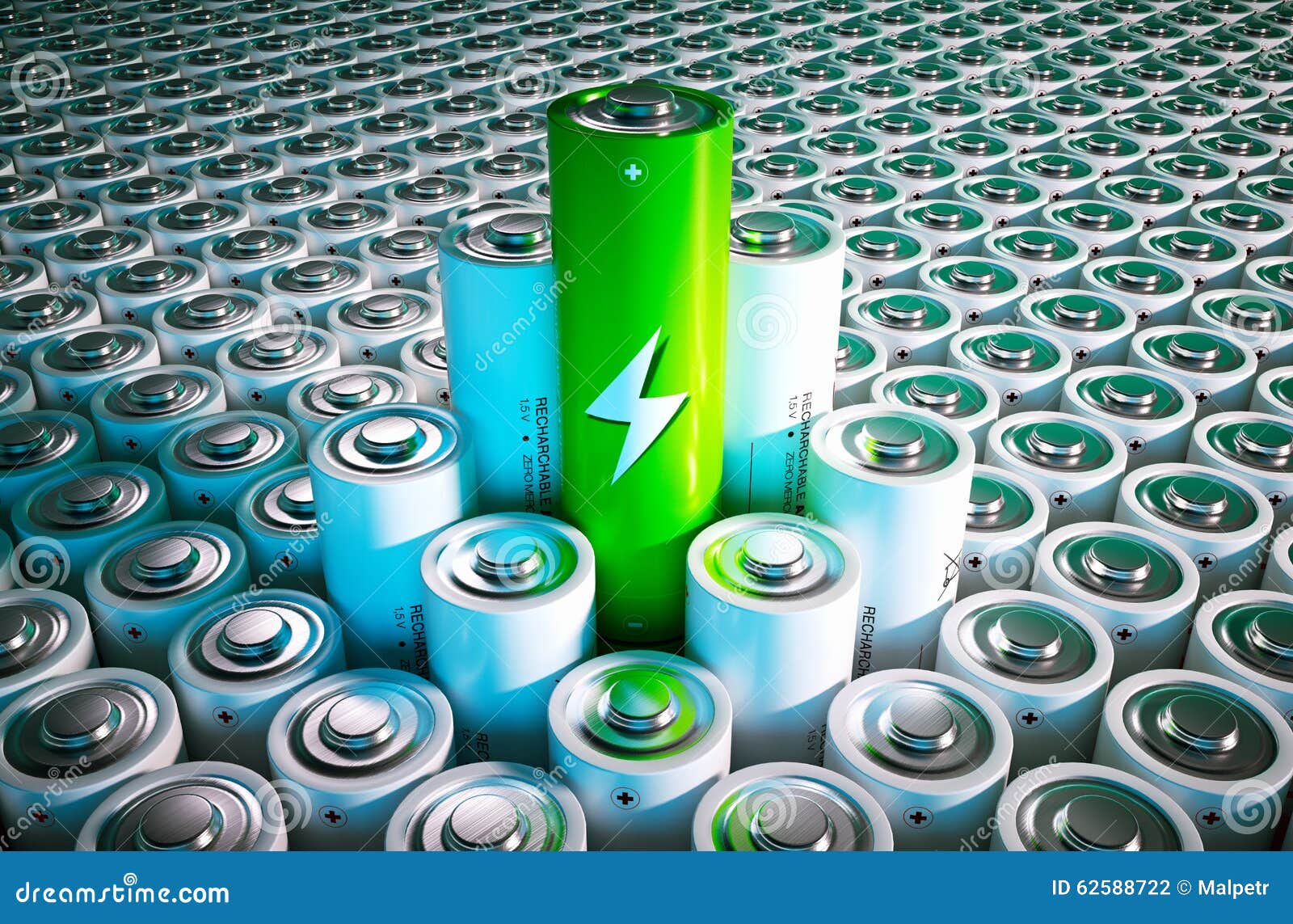 Green Battery And Plant Form Lines And Triangles, Point Connecting ...