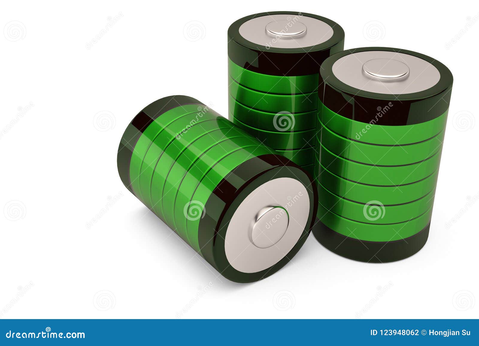 Green Battery on White Background 3d Illustration. Stock Illustration ...