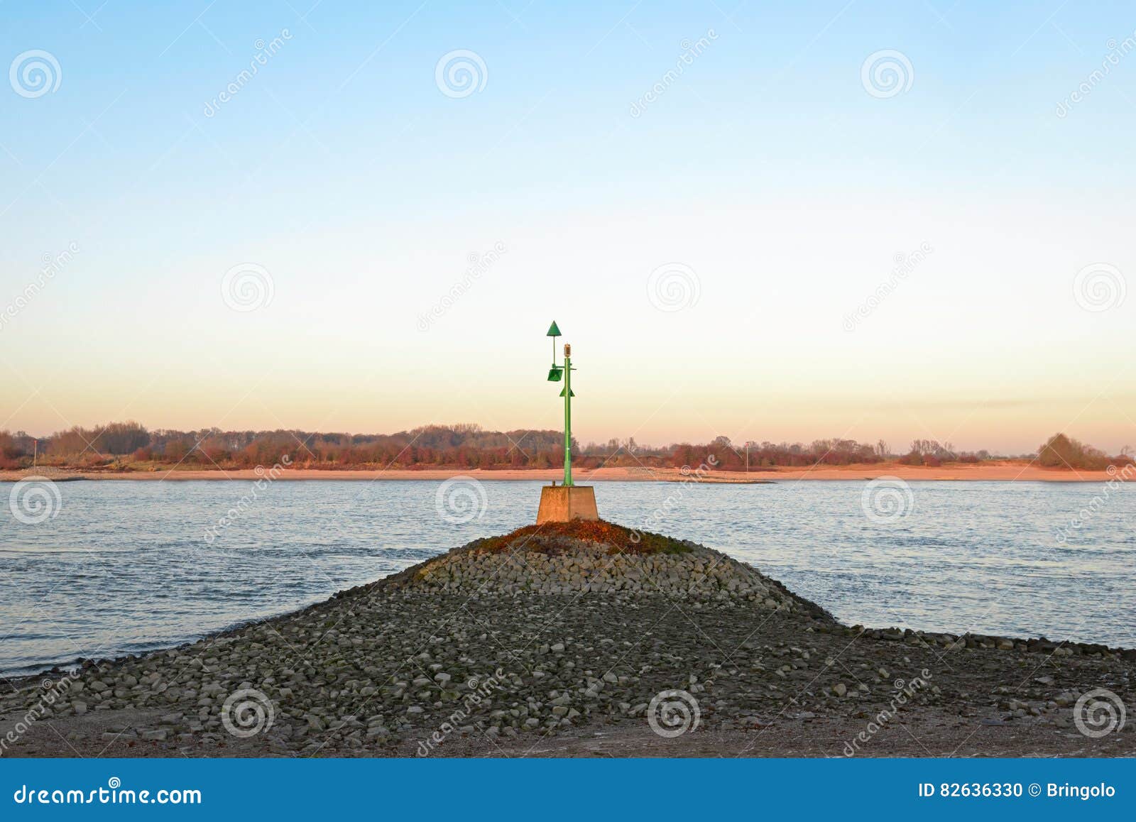 Green Beacon in the River Waal Stock Photo - Image of familie ...