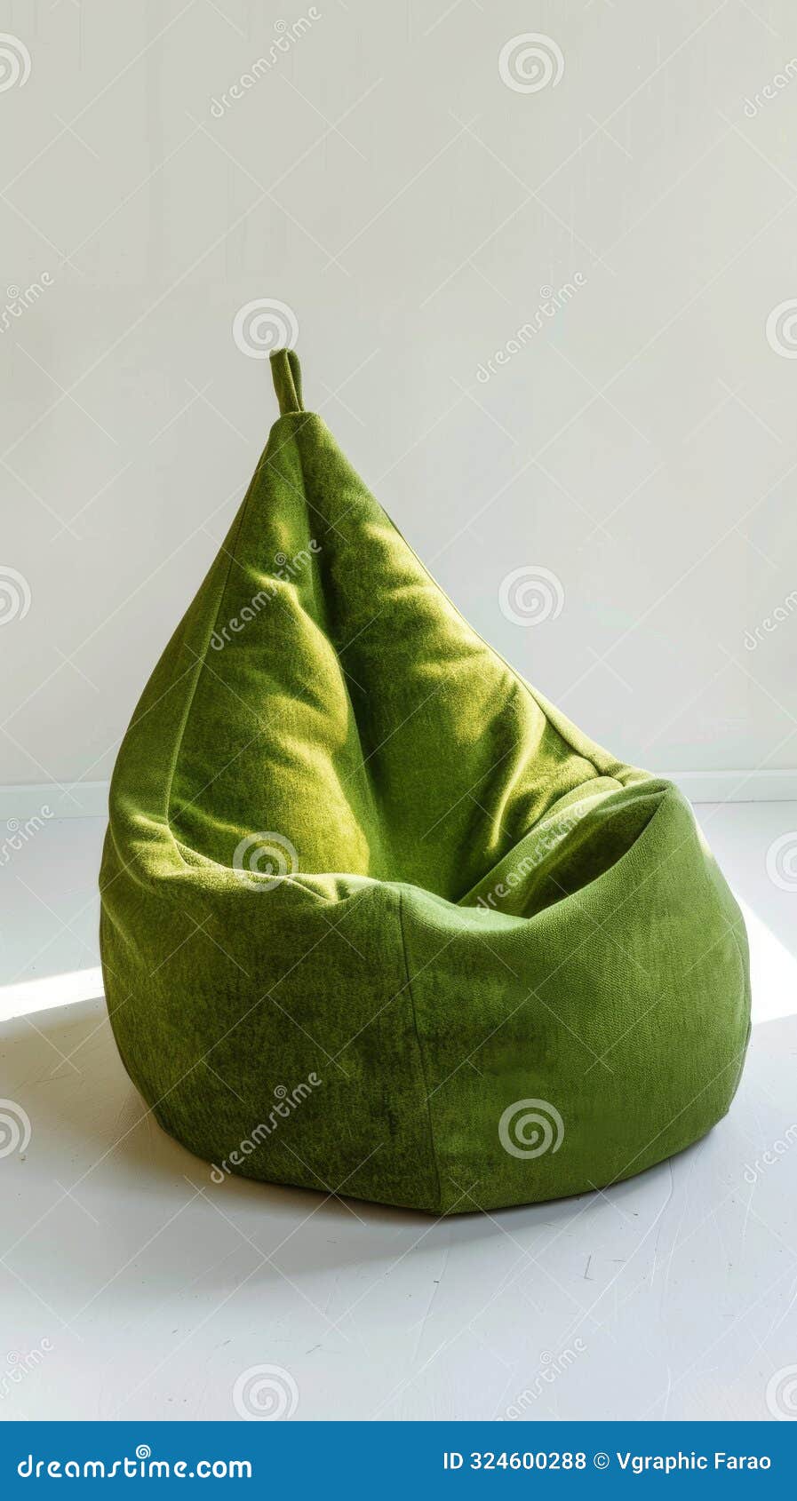 Green Bean Bag Chair on White Background, Minimalistic Interior Design ...