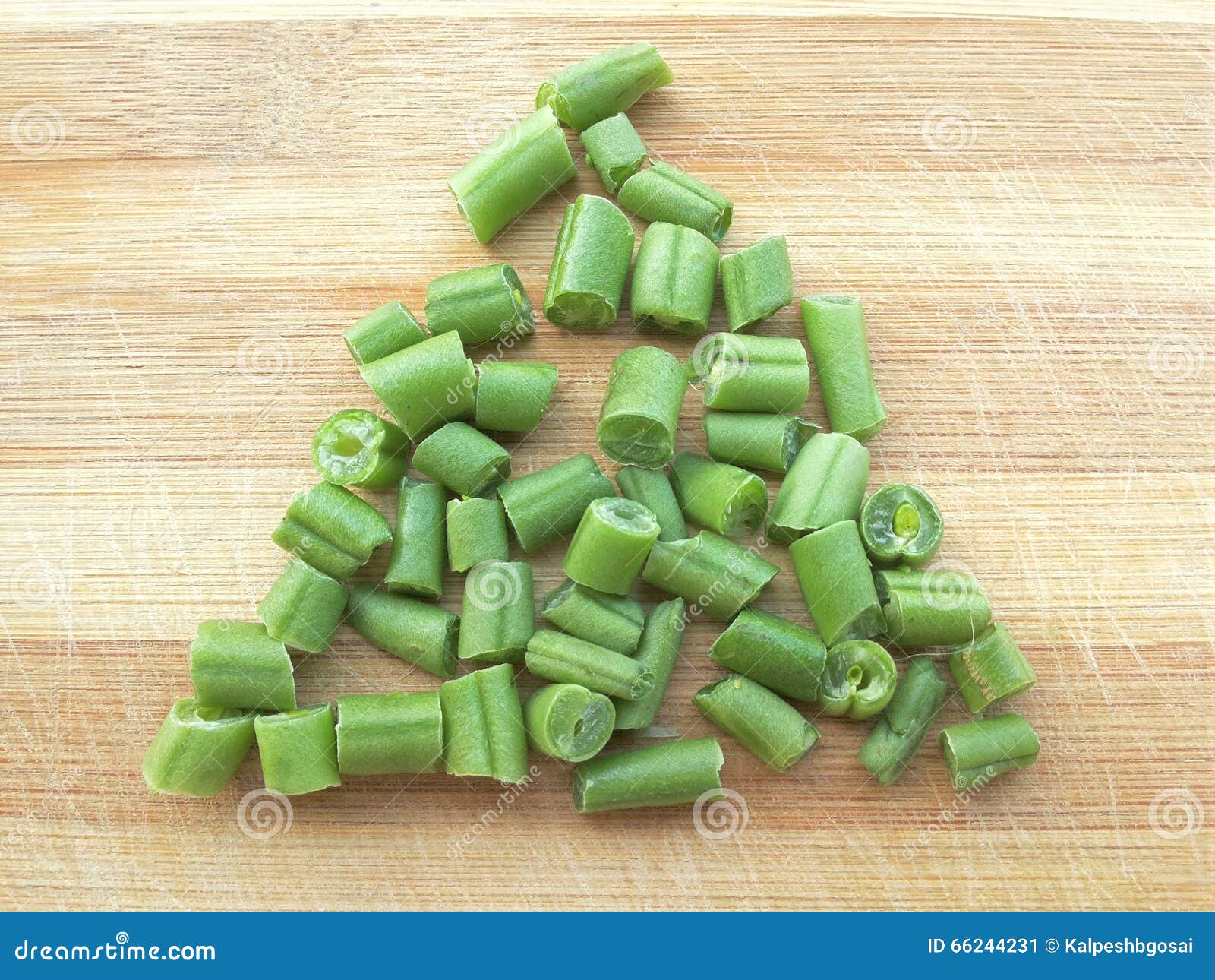 Green Bean Triangle on Wooden Background Stock Image - Image of natural ...