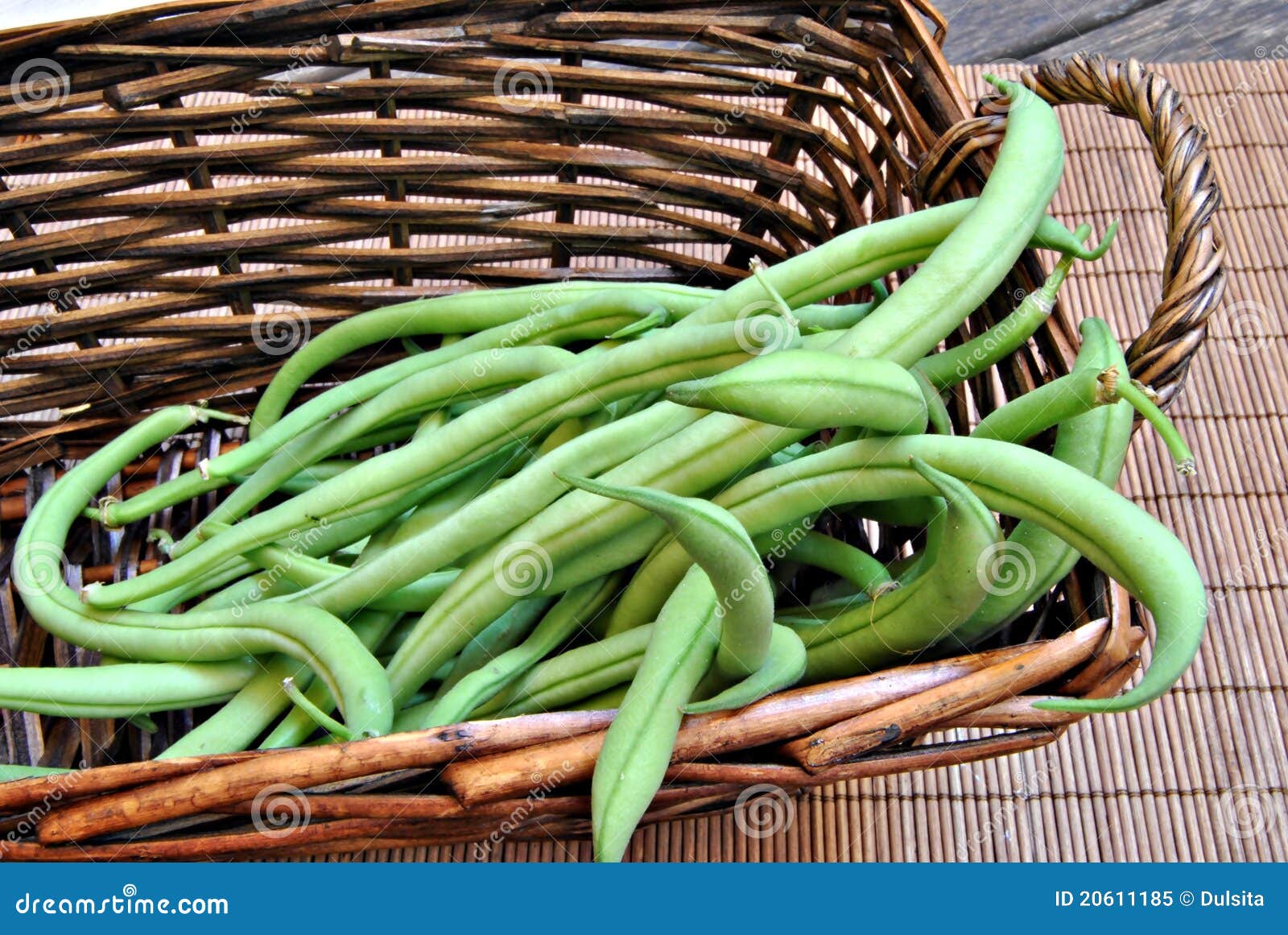 Green beans on bamboo stock image. Image of growing, organic - 20611185