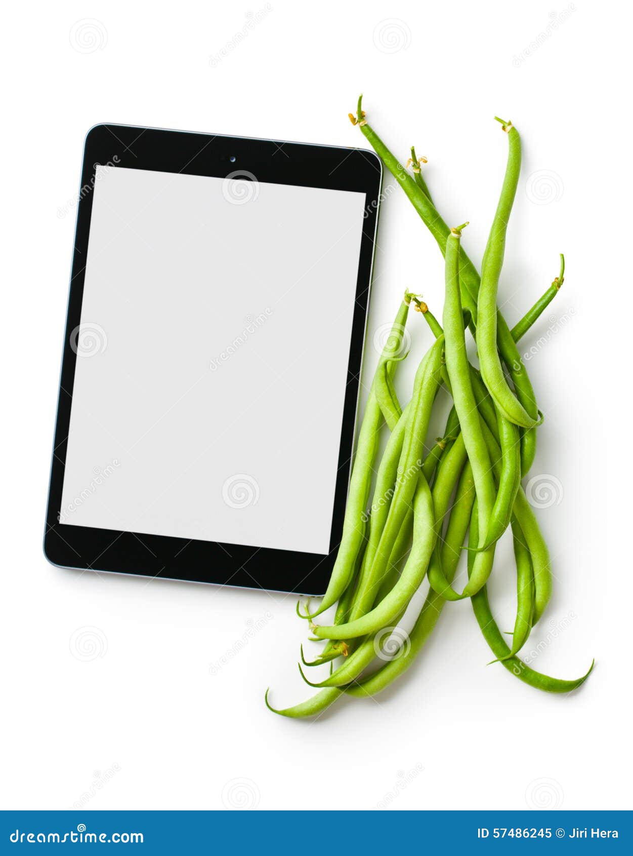 Green Beans and Computer Tablet Stock Image - Image of delicious, green ...