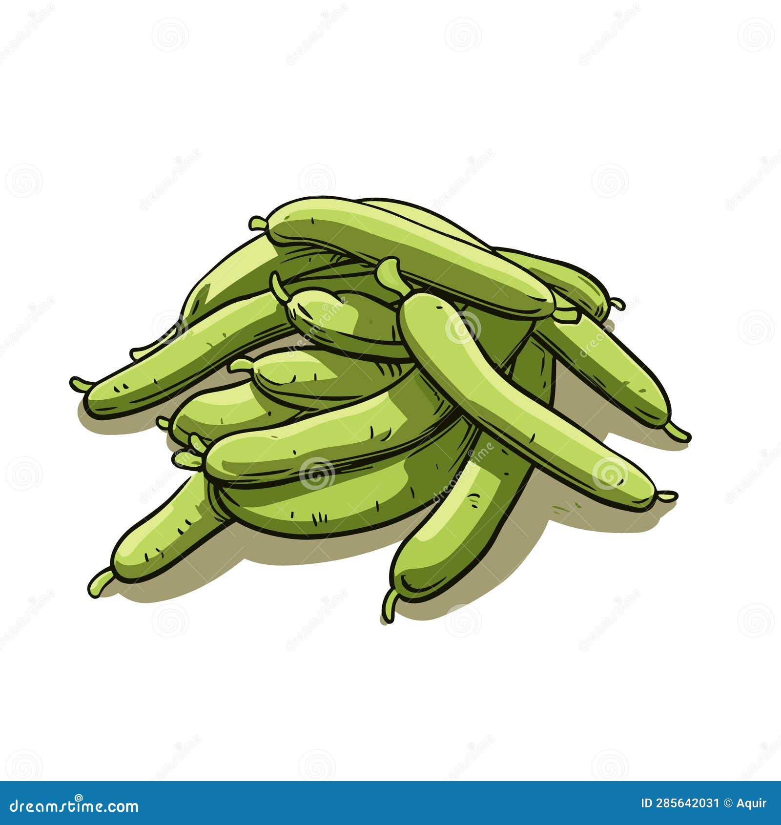 Green Beans Hand-drawn Illustration. Green Beans. Vector Doodle Style ...