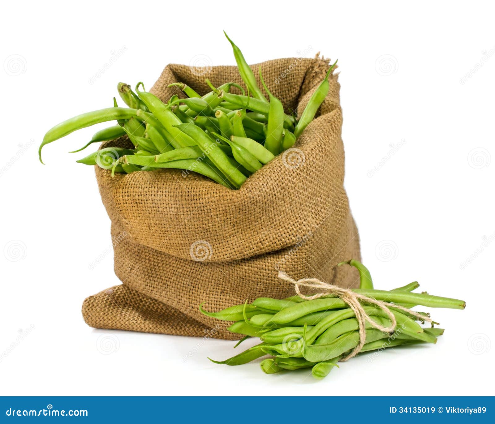 Green beans in a sack stock image. Image of heap, sacking - 34135019