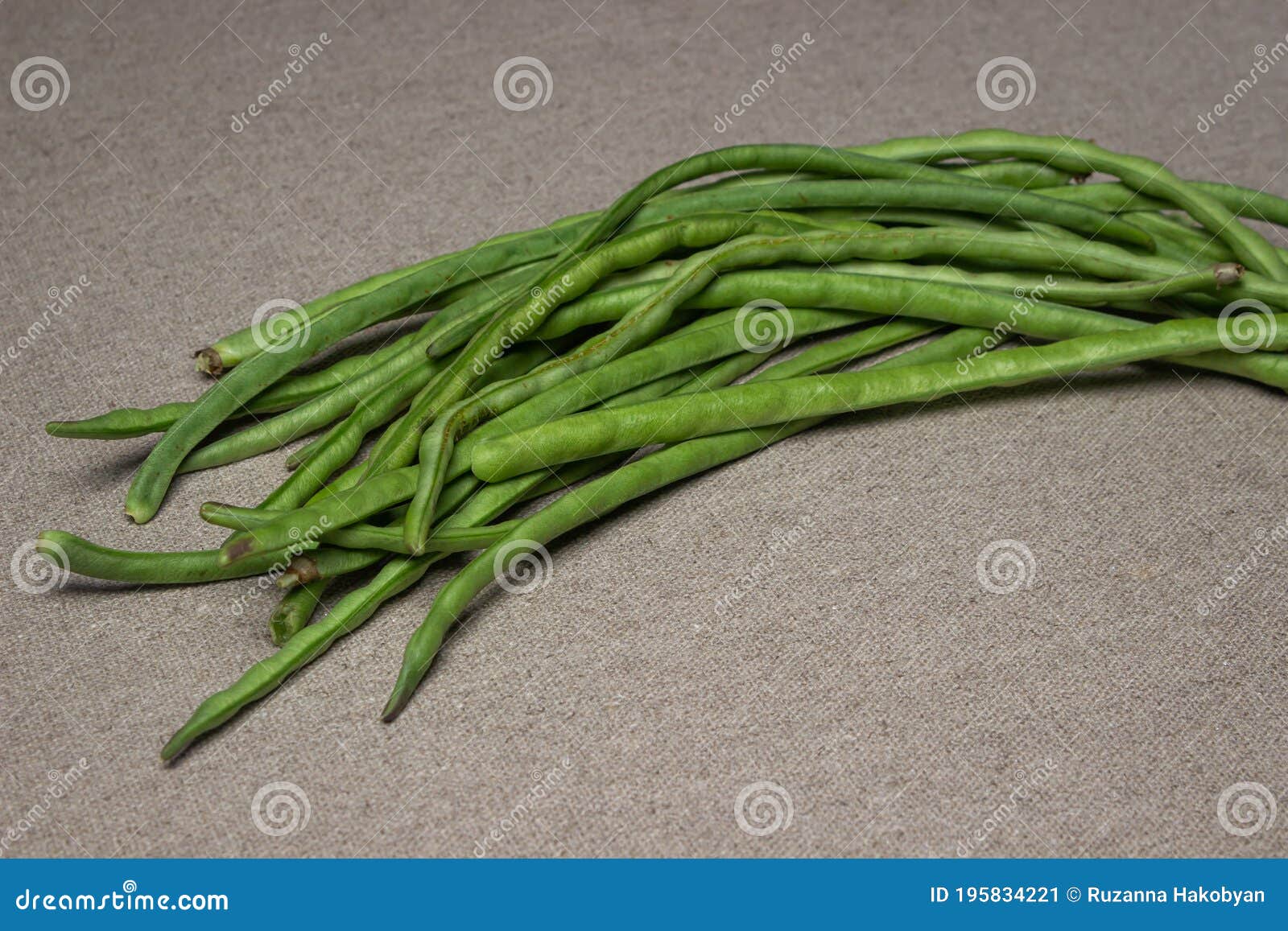 Green Beans. Green String Beans Lie on a Jute Fabric Stock Image ...