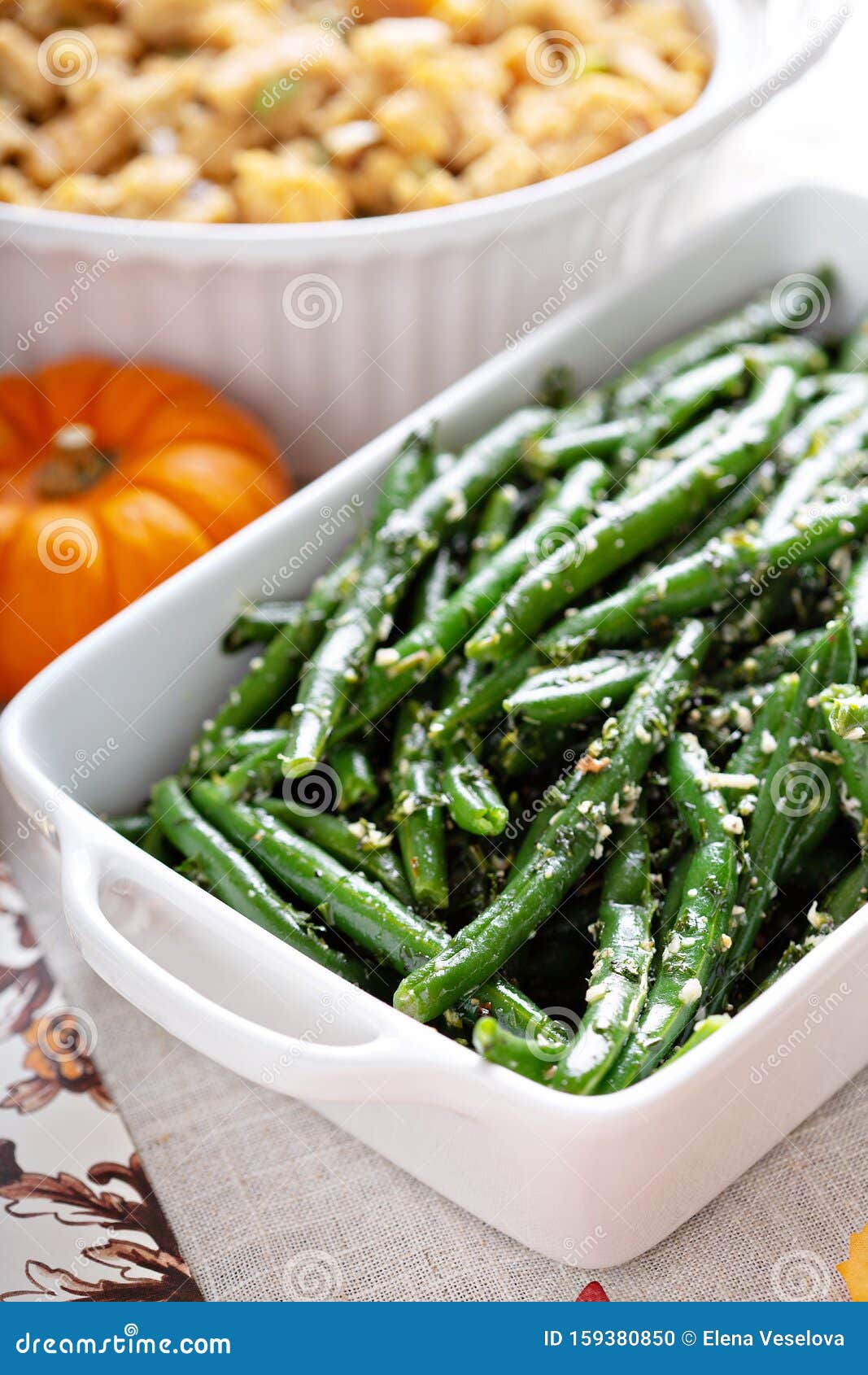 Green Beans on Thanksgiving or Christmas Table Stock Photo - Image of ...