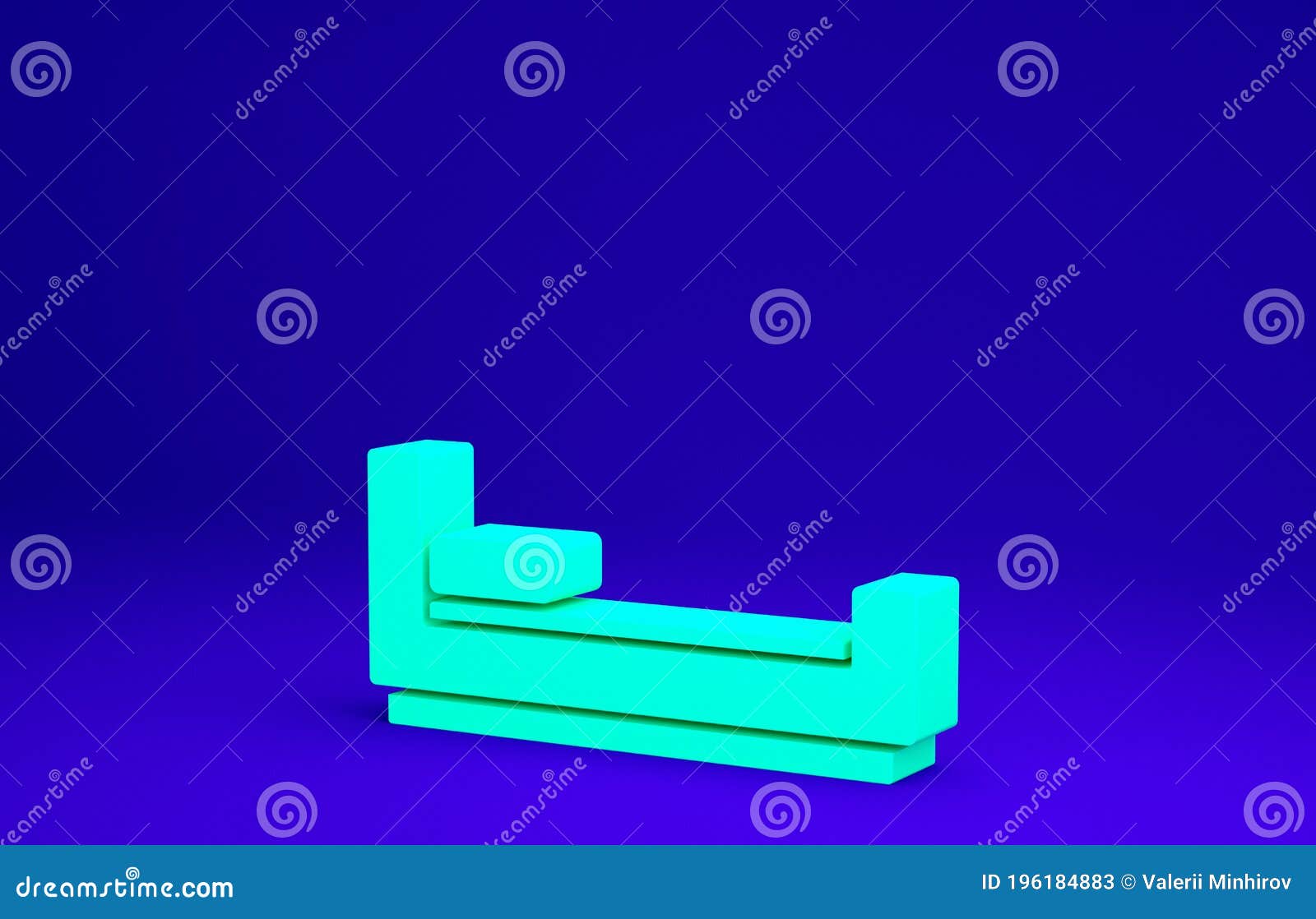 Green Bed Icon Isolated on Blue Background. Minimalism Concept Stock ...