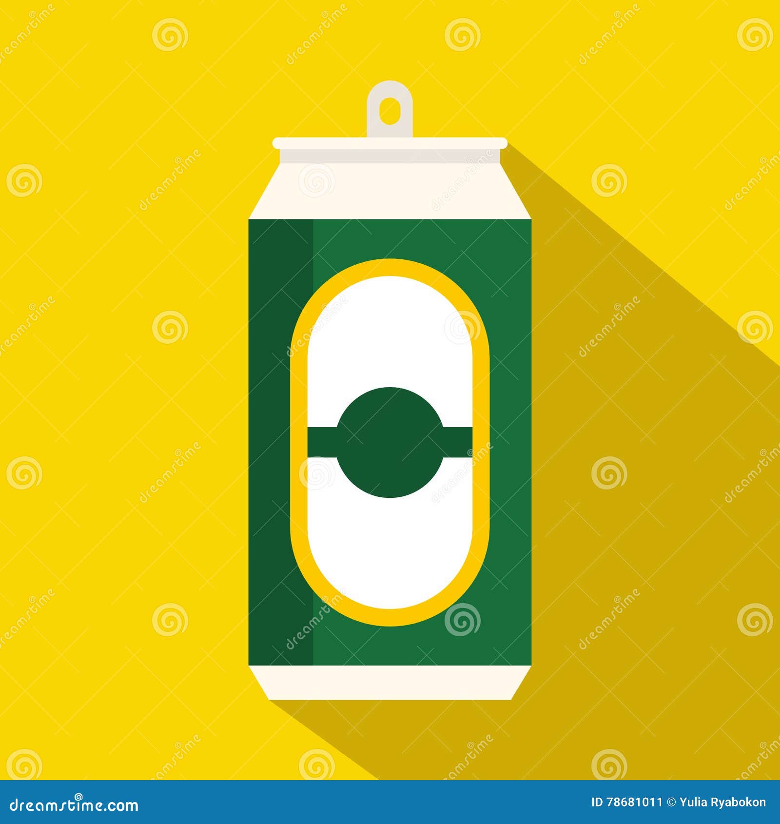 Green Beer Can Icon, Flat Style Stock Vector - Illustration of ...
