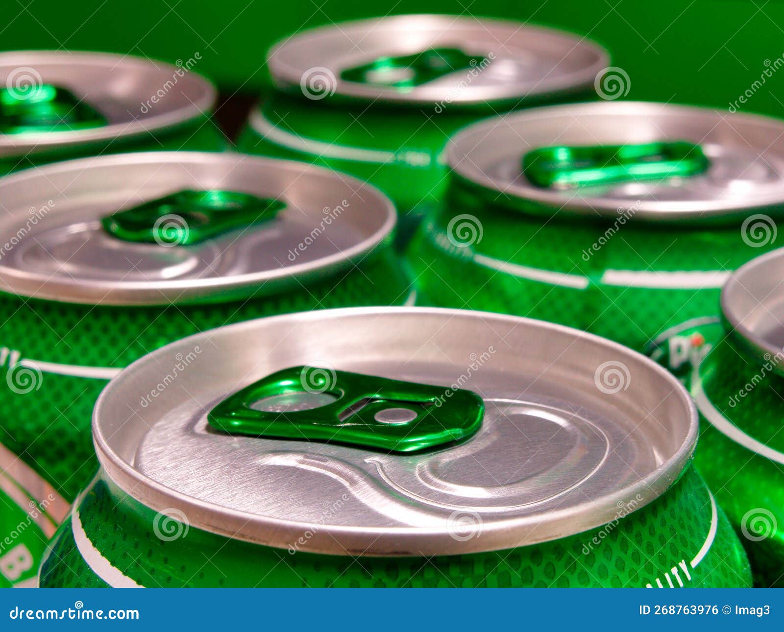 Green Beer Cans Seen from Above Stock Photo - Image of fresh, water ...