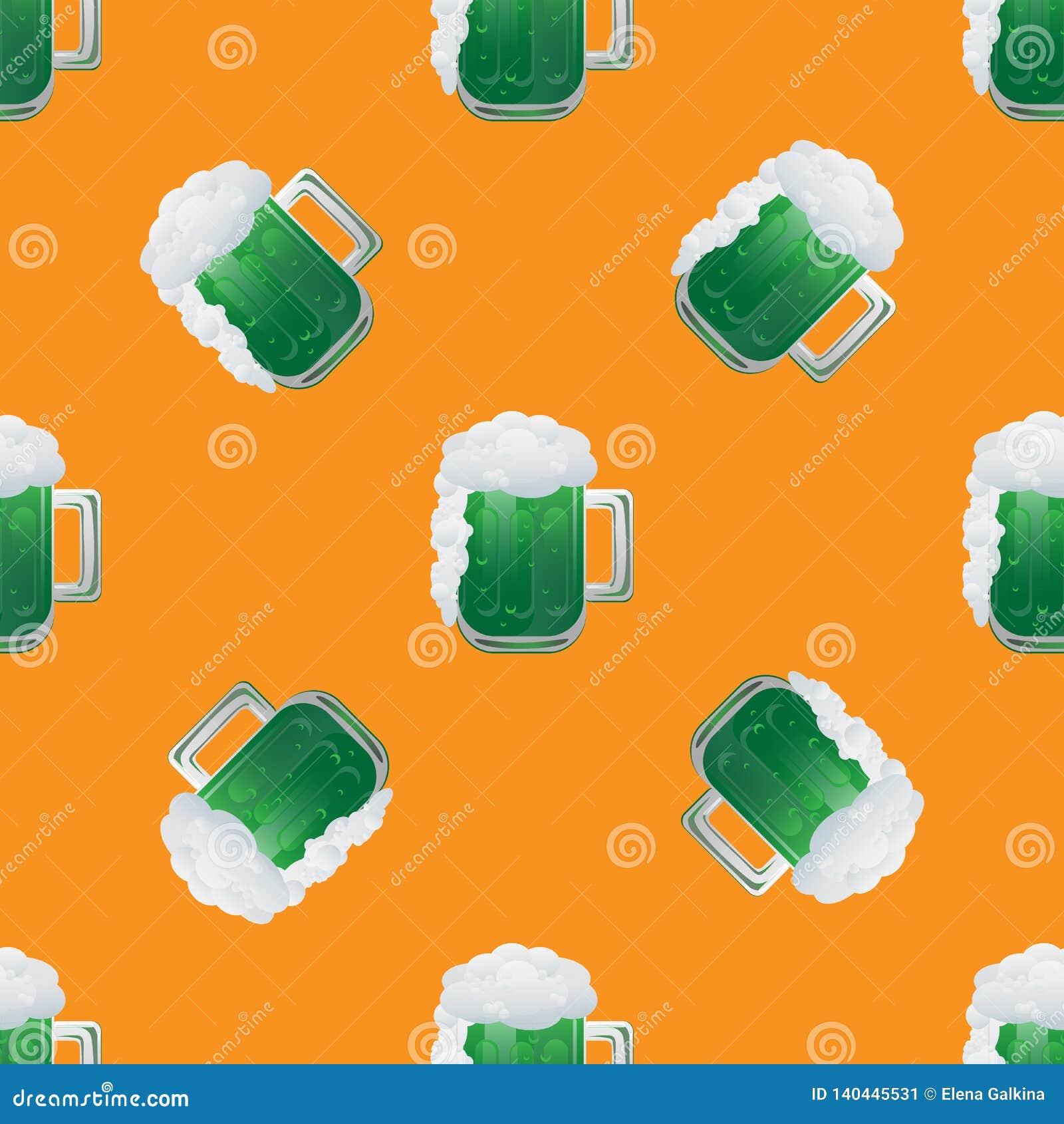 Green Beer Seamless Pattern Stock Vector - Illustration of clover ...