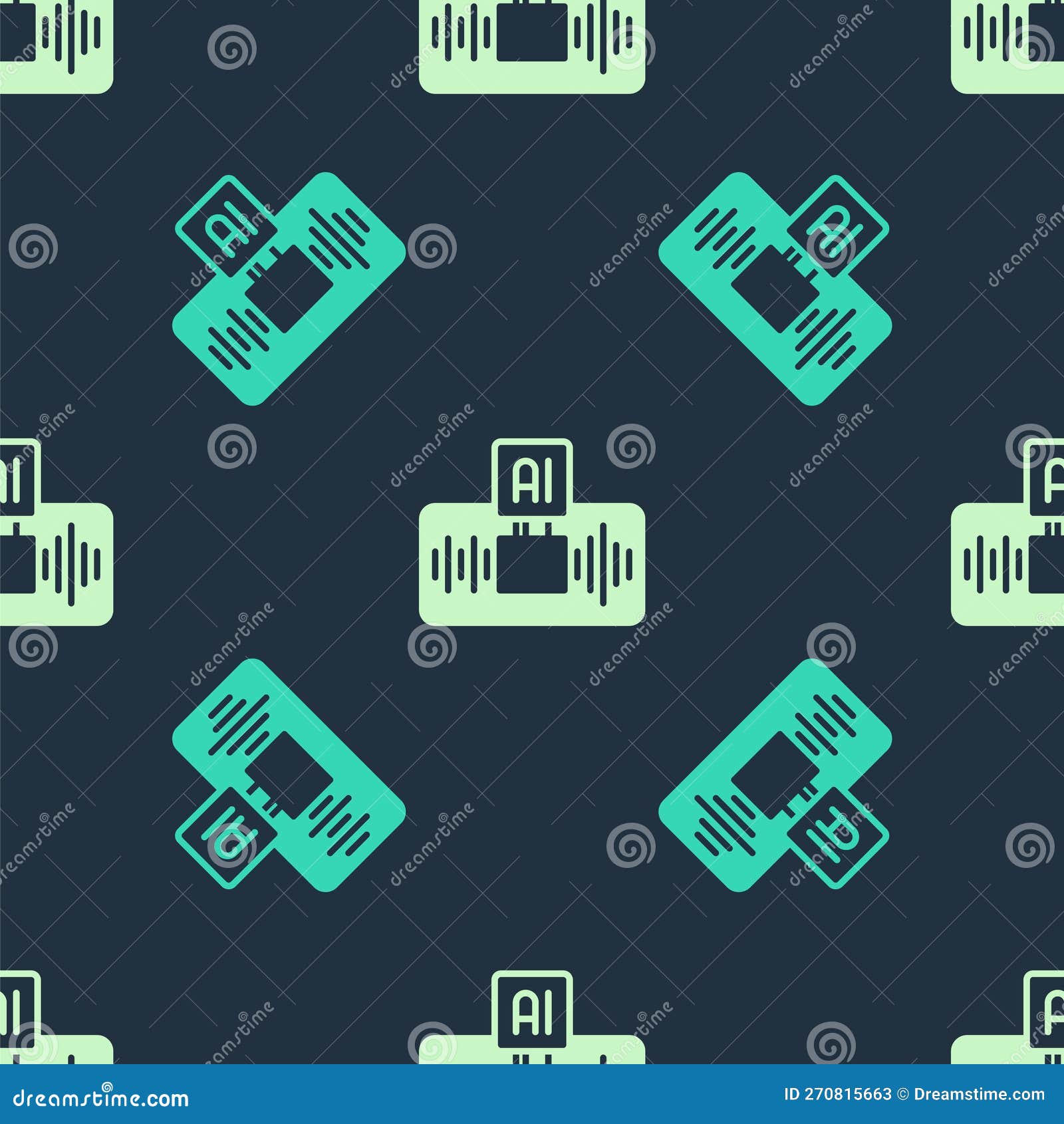 Green and Beige Artificial Intelligence AI Icon Isolated Seamless ...