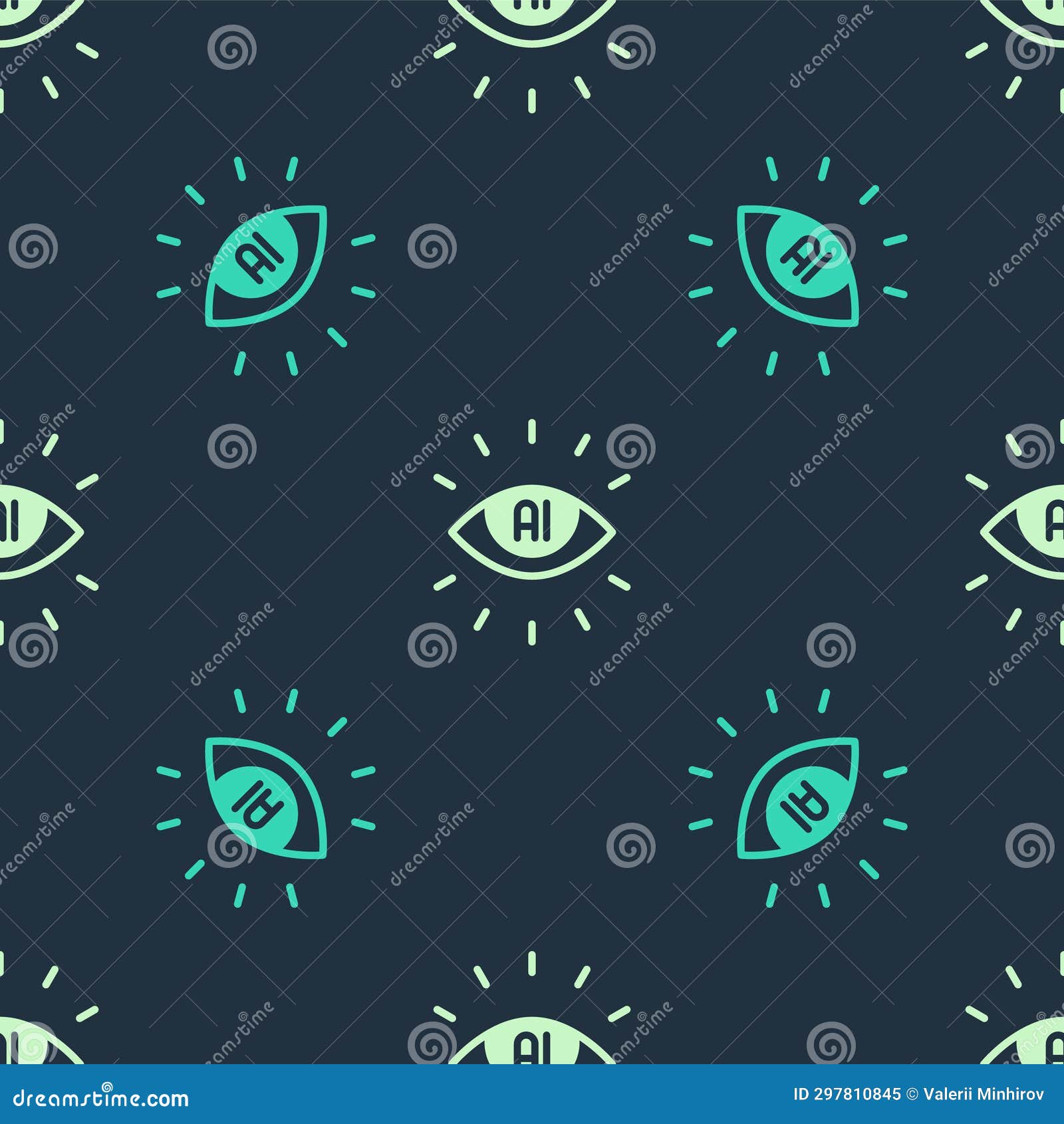 Green and Beige Artificial Intelligence AI Icon Isolated Seamless ...