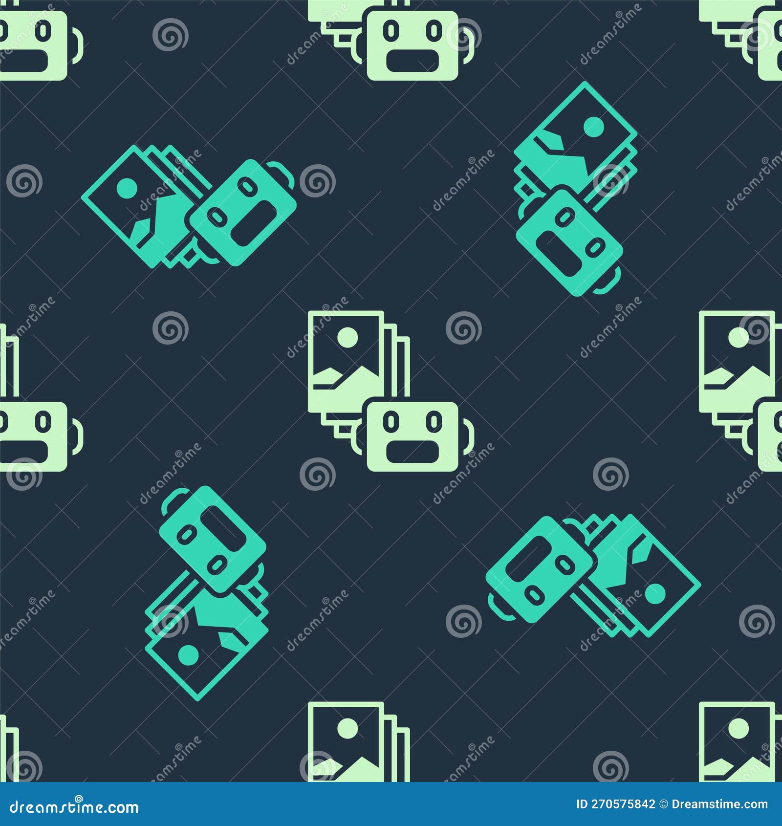 Green and Beige Artificial Intelligence Robot Icon Isolated Seamless ...