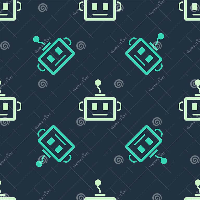 Green and Beige Artificial Intelligence Robot Icon Isolated Seamless ...
