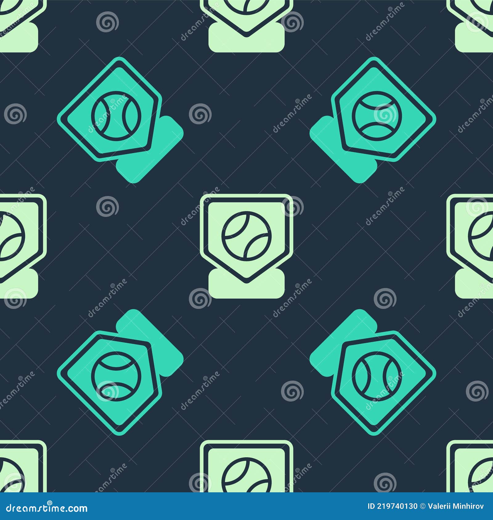Green and Beige Baseball Base Icon Isolated Seamless Pattern on Blue ...