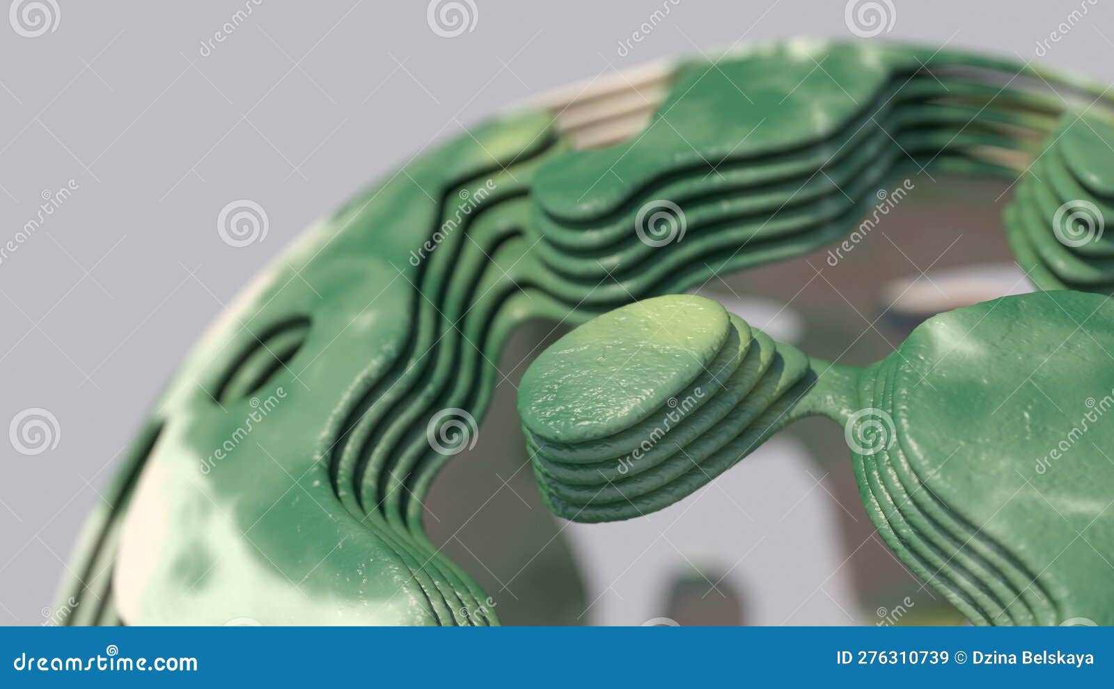 Green and Beige Organic Sphere. Abstract Illustration, 3d Render, Close ...