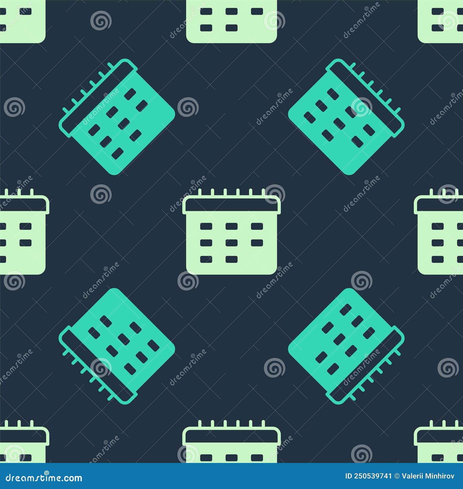 Green and Beige School Timetable Icon Isolated Seamless Pattern on Blue ...