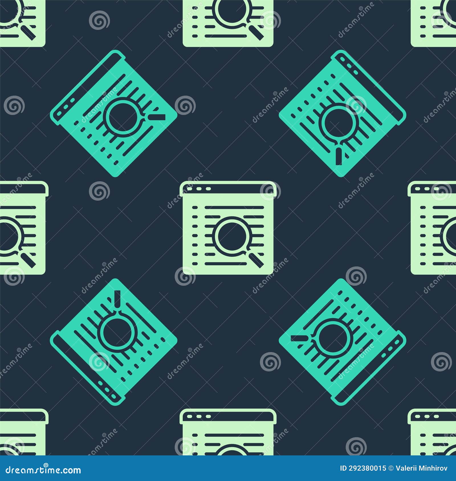 Green and Beige Search Engine Icon Isolated Seamless Pattern on Blue ...