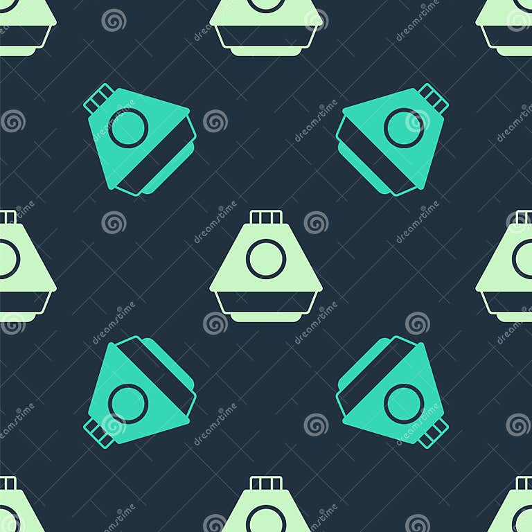 Green and Beige Space Capsule Icon Isolated Seamless Pattern on Blue ...
