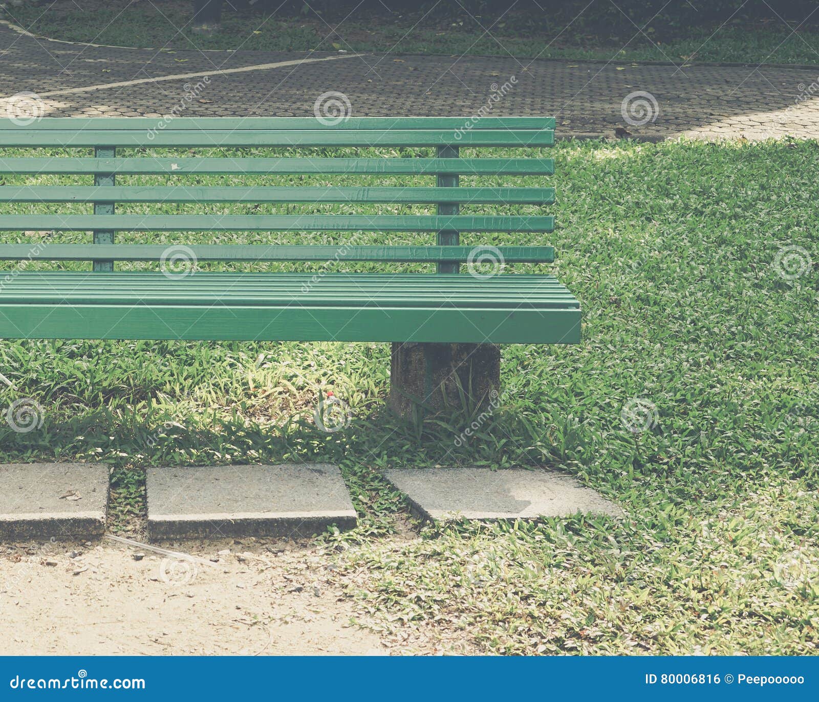 Green bench in park stock photo. Image of seat, green - 80006816