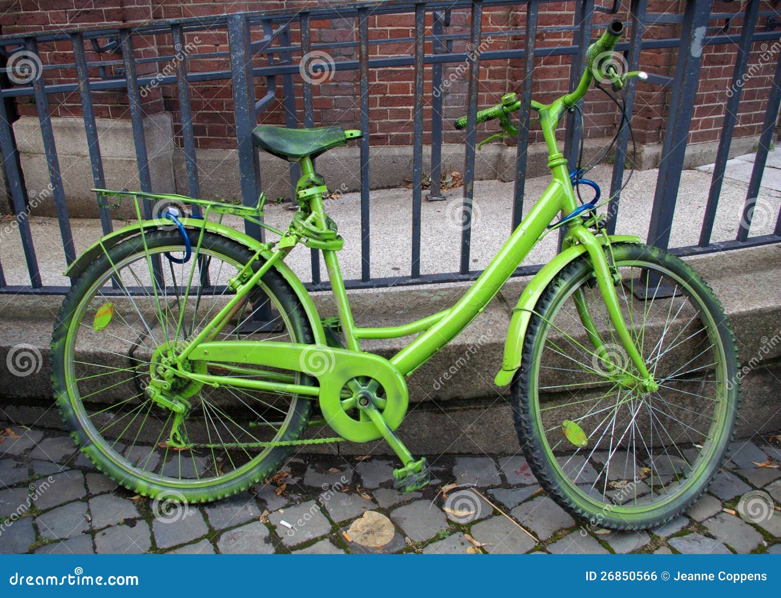 Green bicycle. stock photo. Image of wall, concrete, revival - 26850566