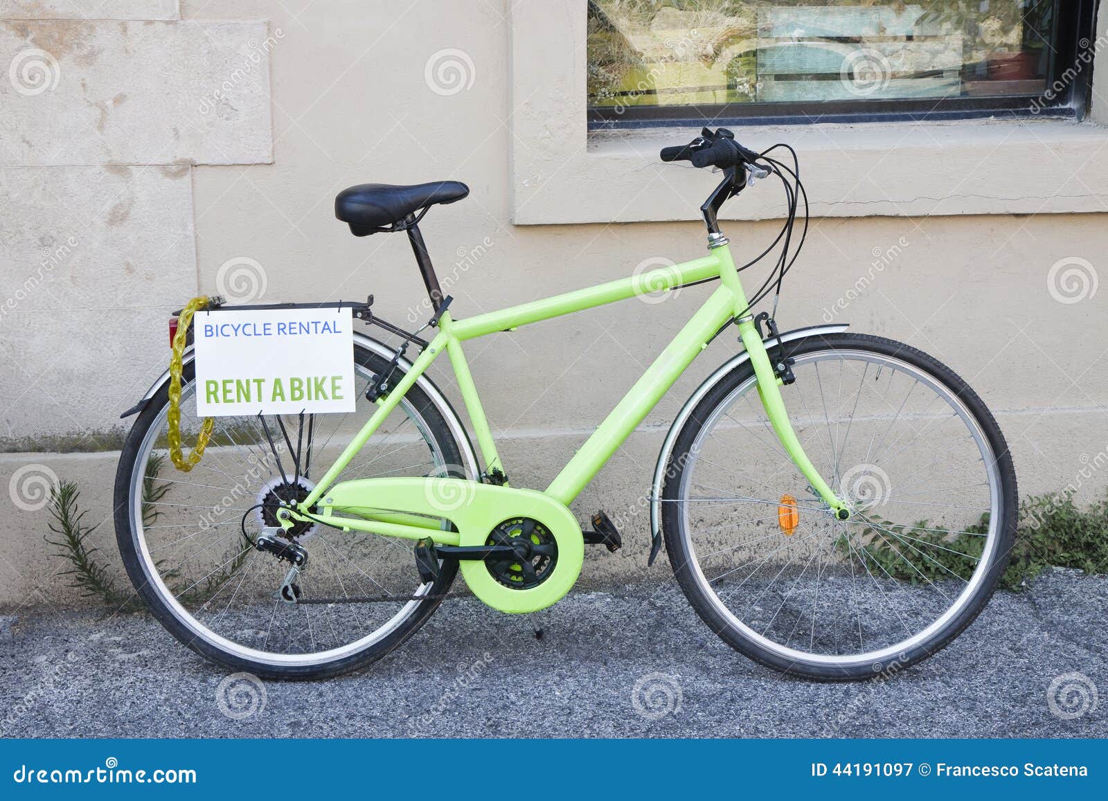 Green bicycle for rent stock image. Image of pastime - 44191097