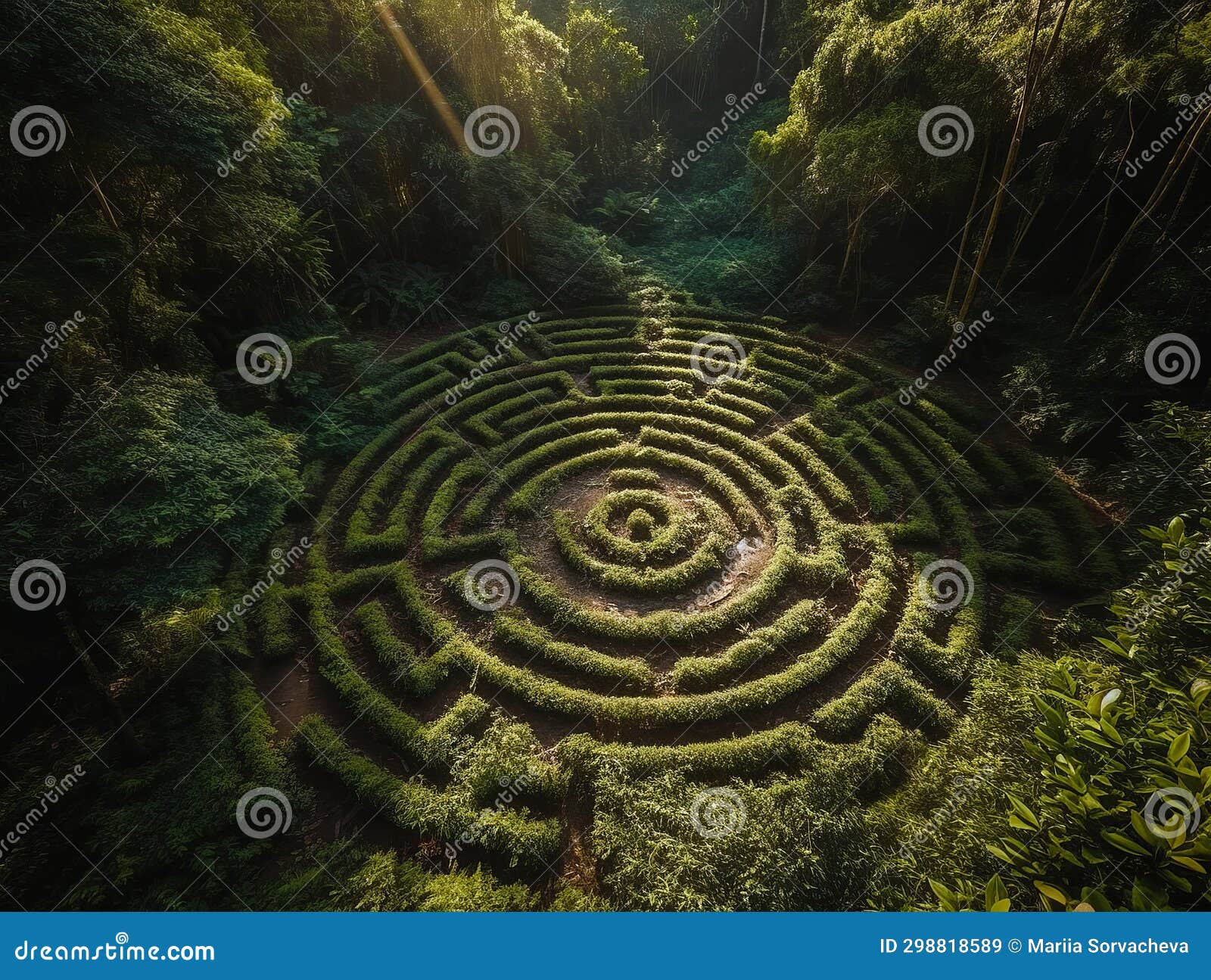 Green Big Labyrinth in the Forest Jungle. AI Generated Stock Image ...