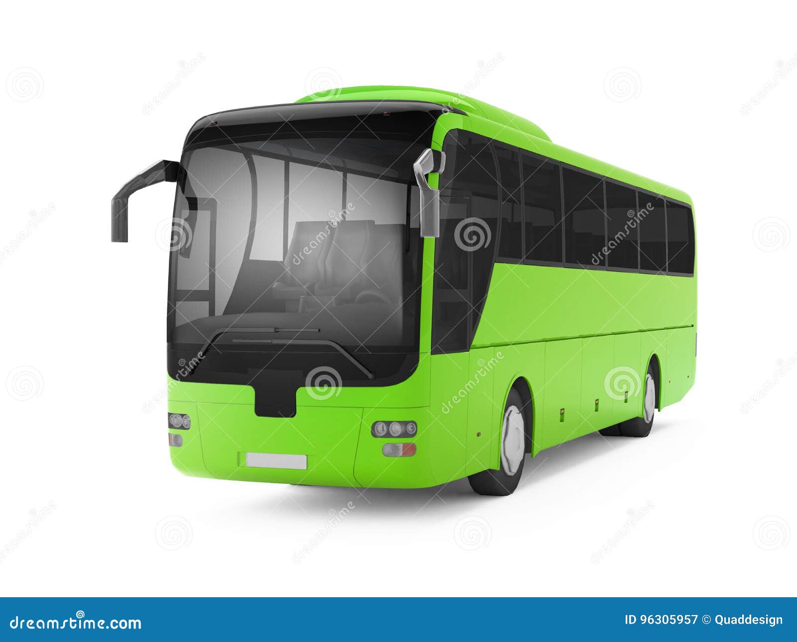 Green Big Tour Bus Isolated on a White Background. Stock Illustration ...