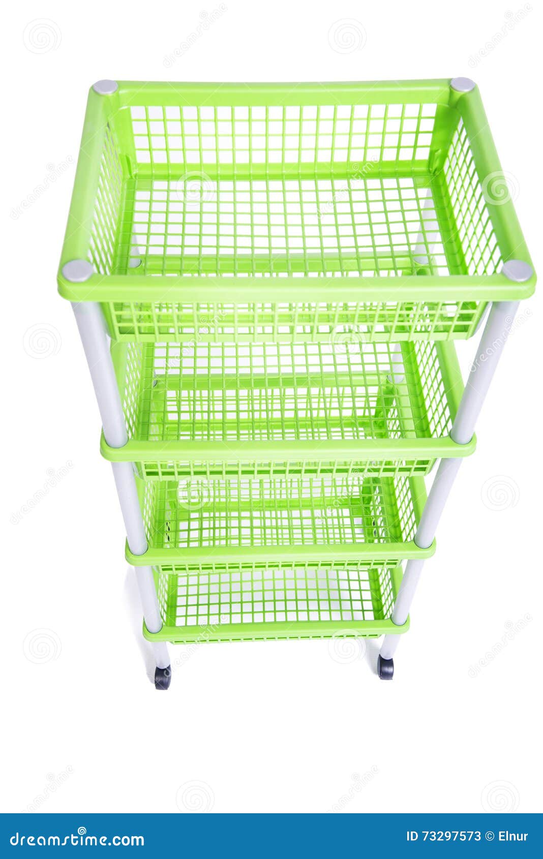 The Green Bin Rack Shelf with Wheels Isolated on White Stock Image ...