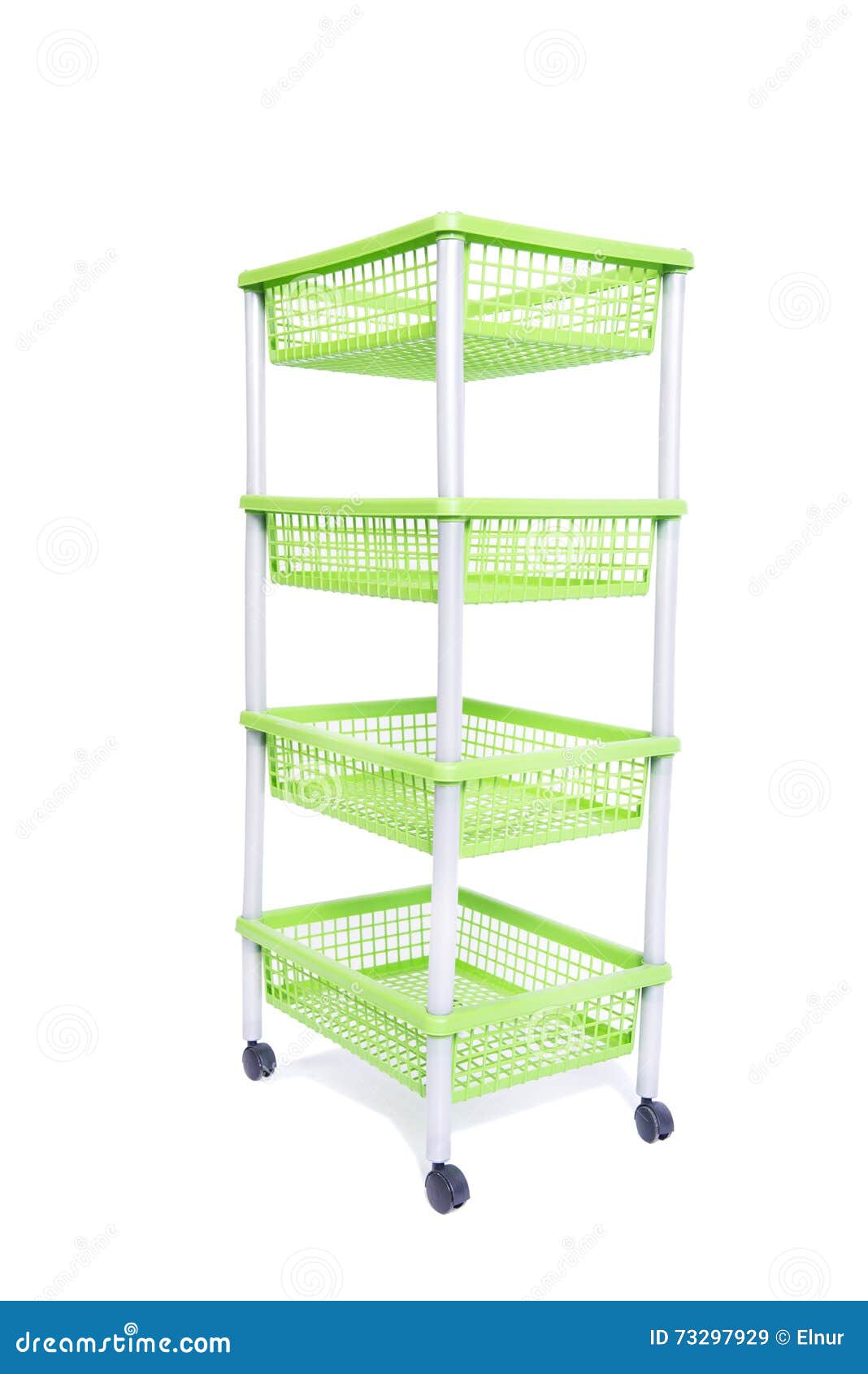 The Green Bin Rack Shelf with Wheels Isolated on White Stock Image ...