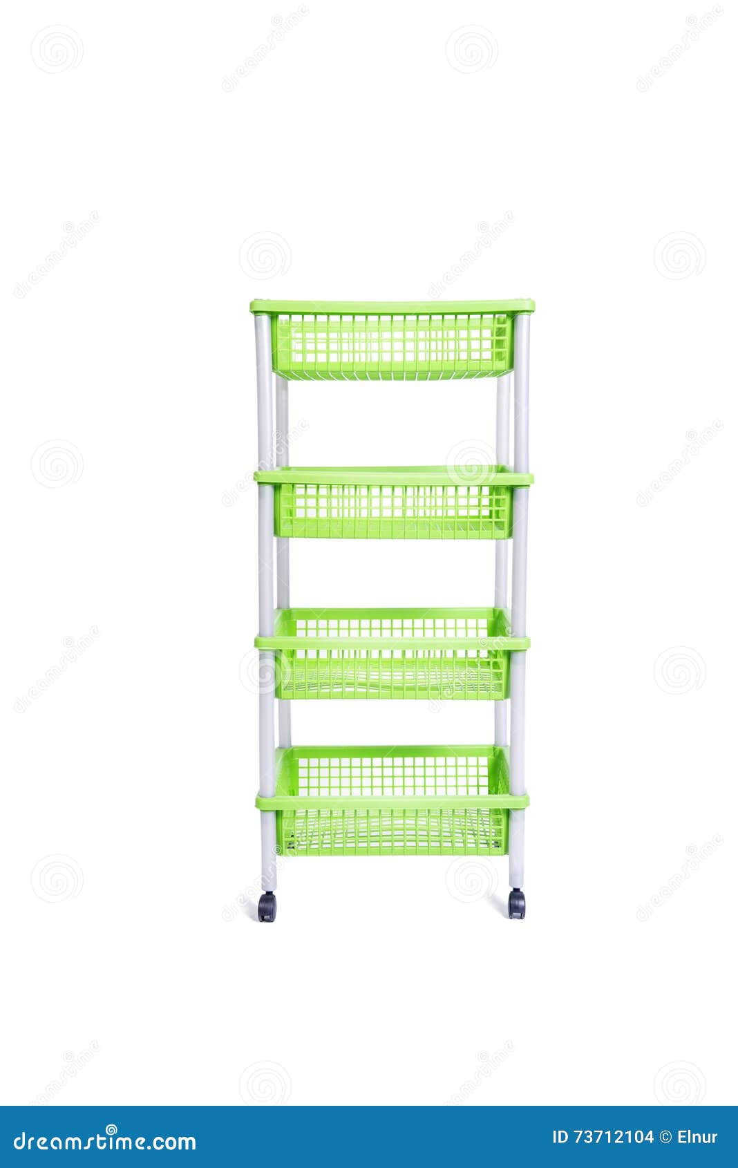 The Green Bin Rack Shelf with Wheels Isolated on White Stock Photo ...