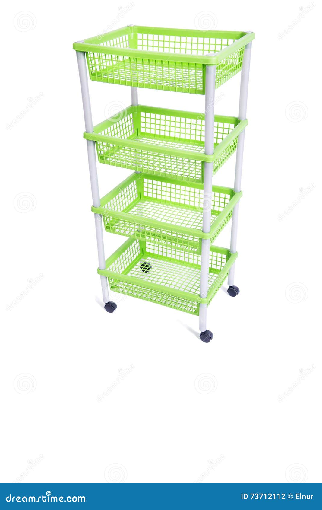 The Green Bin Rack Shelf with Wheels Isolated on White Stock Photo ...