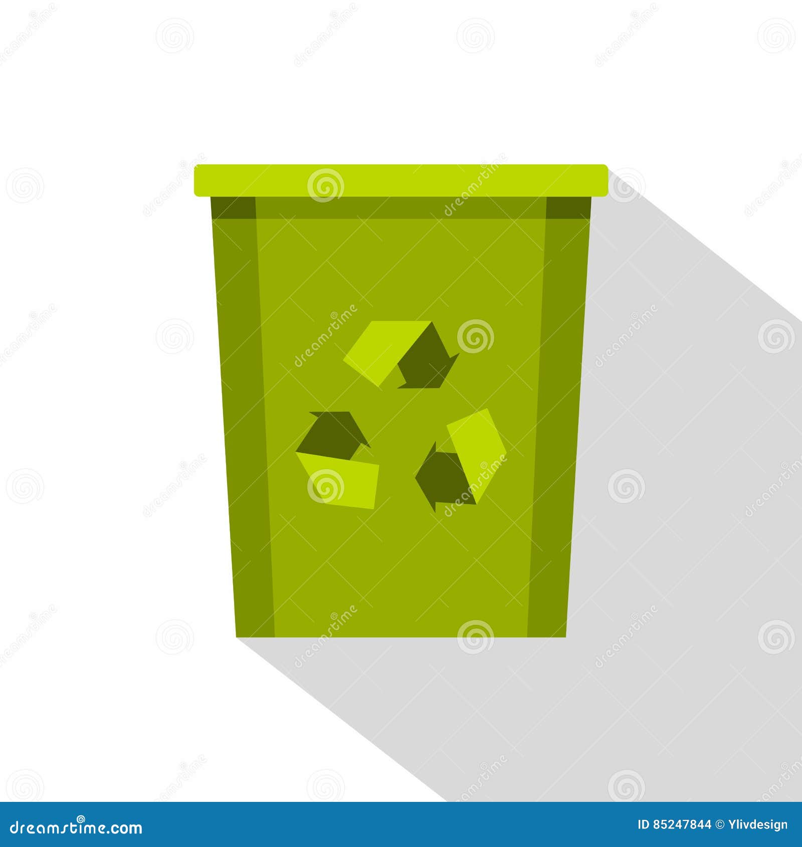 Green Bin with Recycle Symbol Icon, Flat Style Stock Vector ...