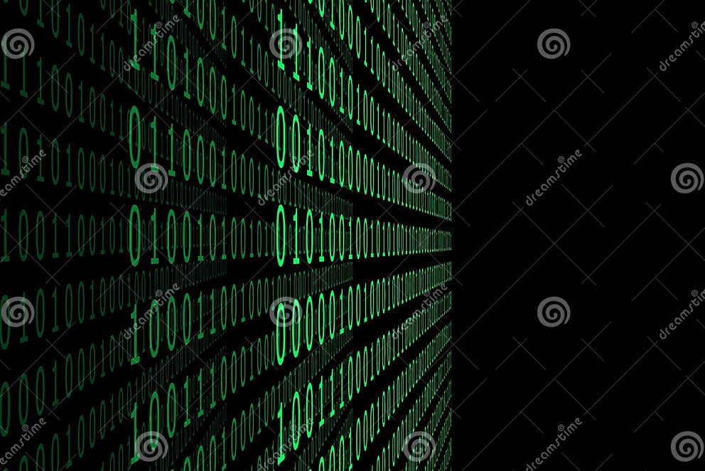 Green Binary Code on a Black Background. a Concept of Coding Stock ...