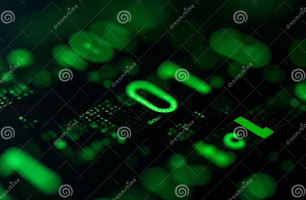 Green Binary Code Numbers Black Screen Abstract Matrix Background. AI Generative Stock Photo ...