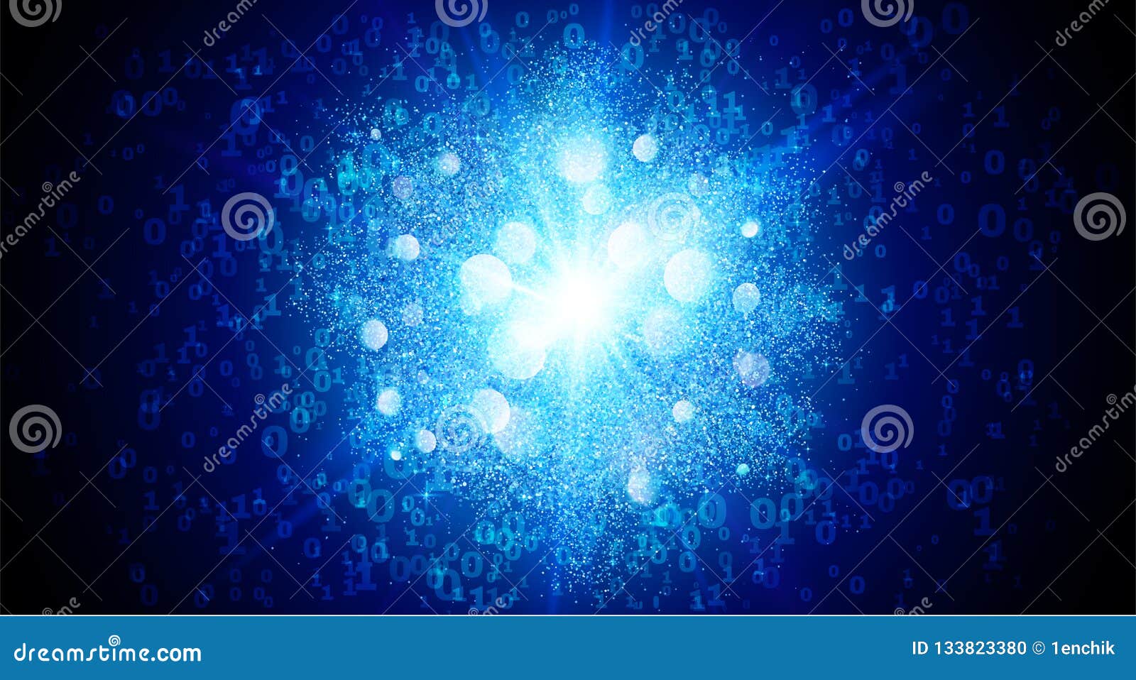 Green Binary Code Numbers Cyber Style Vector Abstract Background Stock
