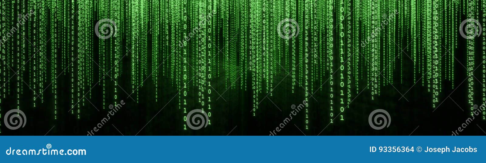 Green Binary Matrix Background Panorama Stock Illustration ...