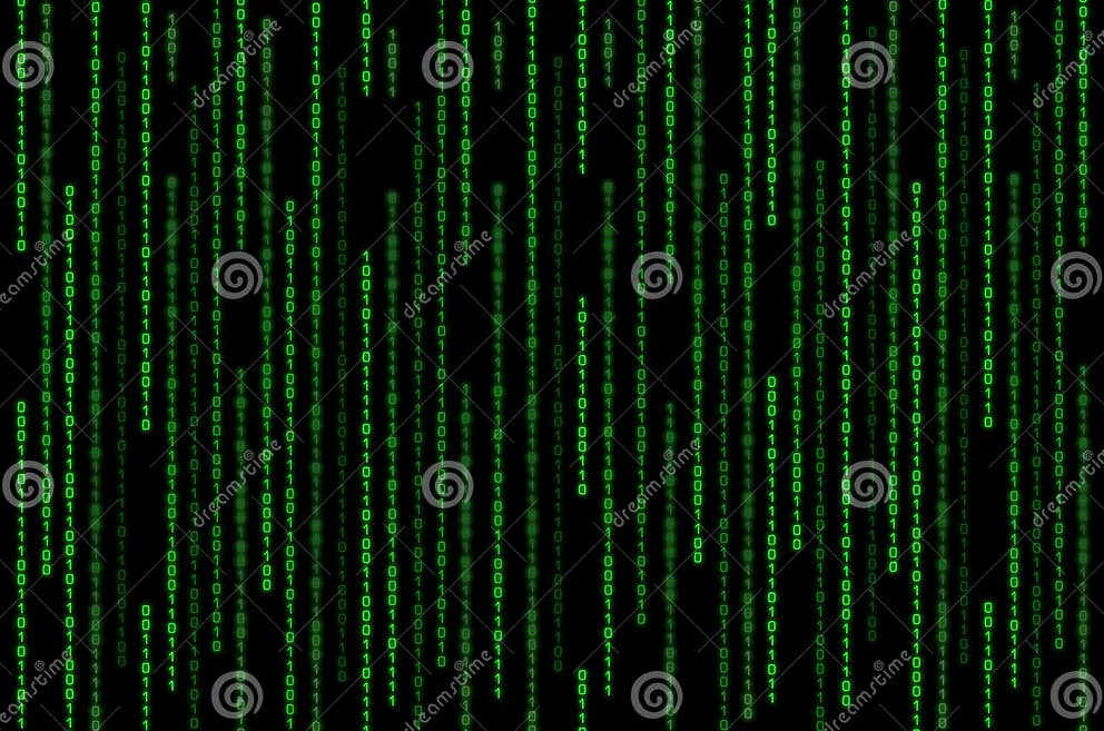 Green Binary Matrix on Black Background Stock Image - Image of computer ...