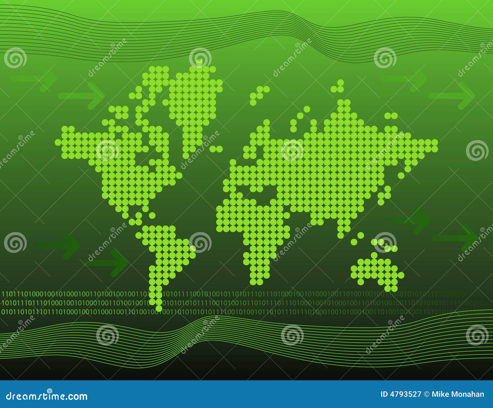 Green, binary world stock vector. Illustration of graphic - 4793527