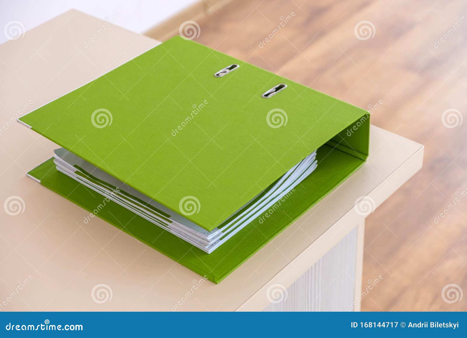 Green Binder with Office Documents on a Working Table Stock Image ...