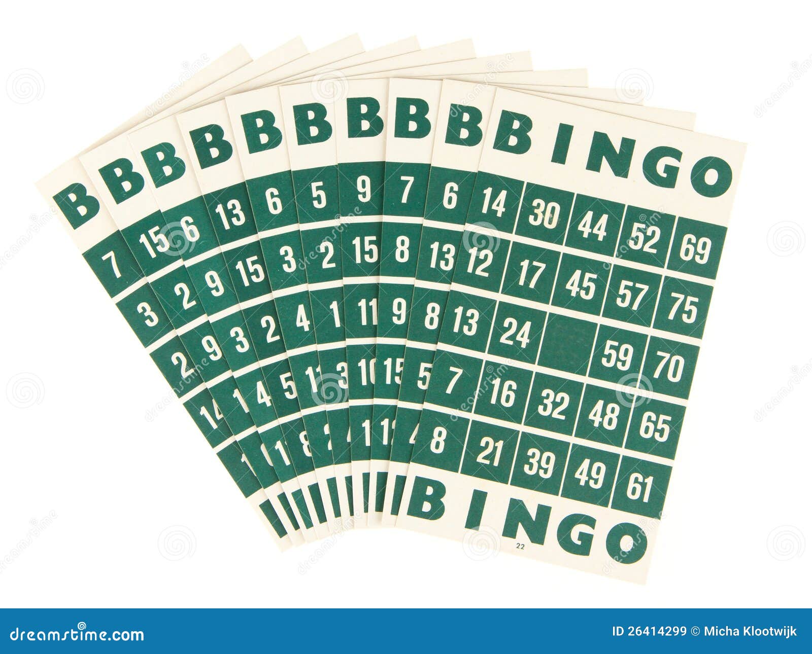 Green bingo cards isolated stock image. Image of activity - 26414299