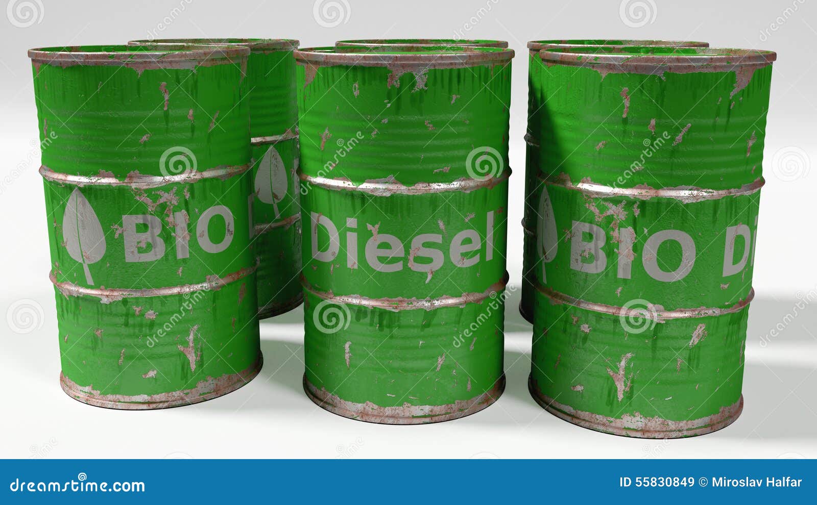 Green Bio Diesel Barrels on White Background Stock Image - Image of ...