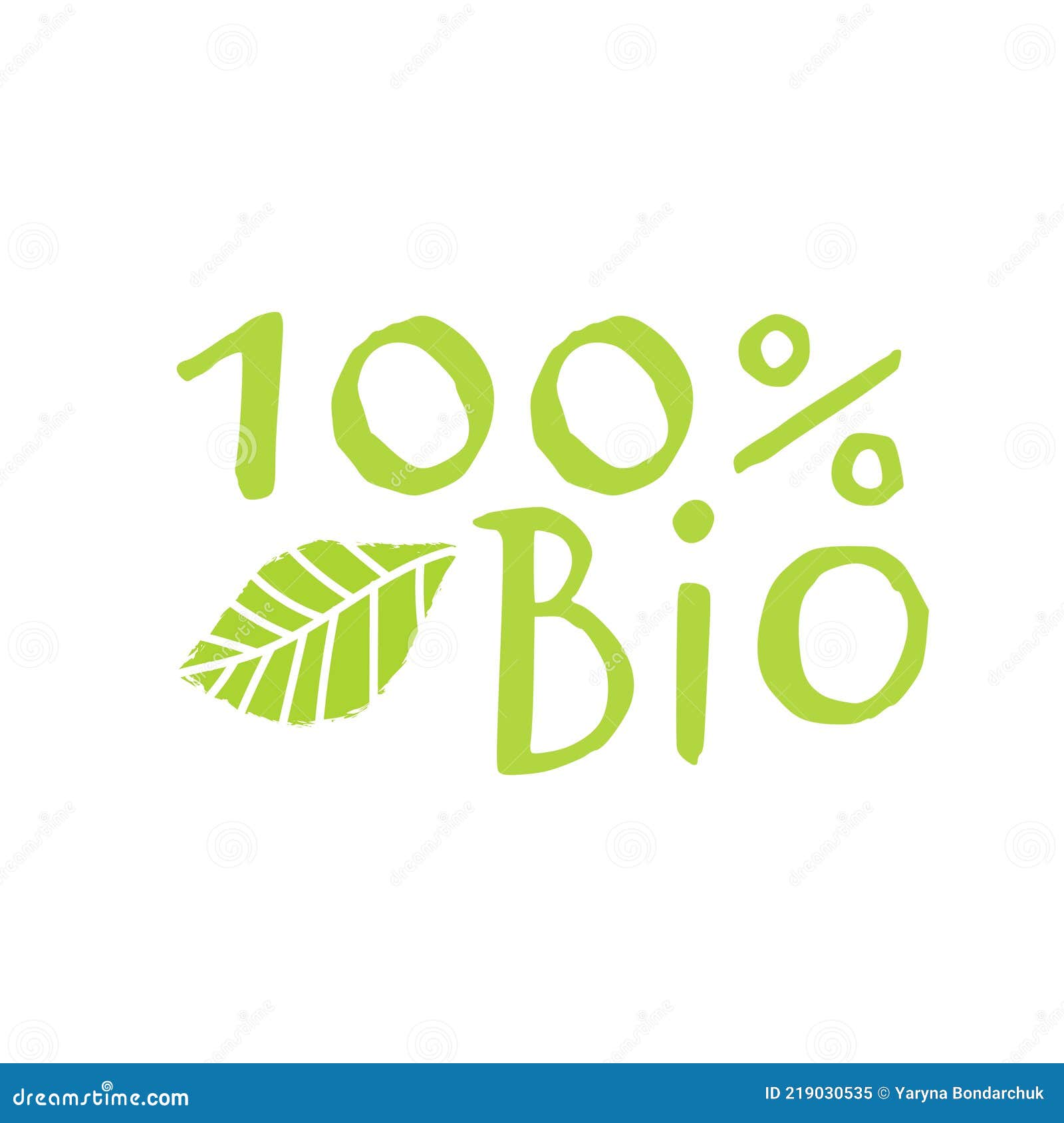 Green Bio Label with Leaf. Isolated Vector Illustration on White ...