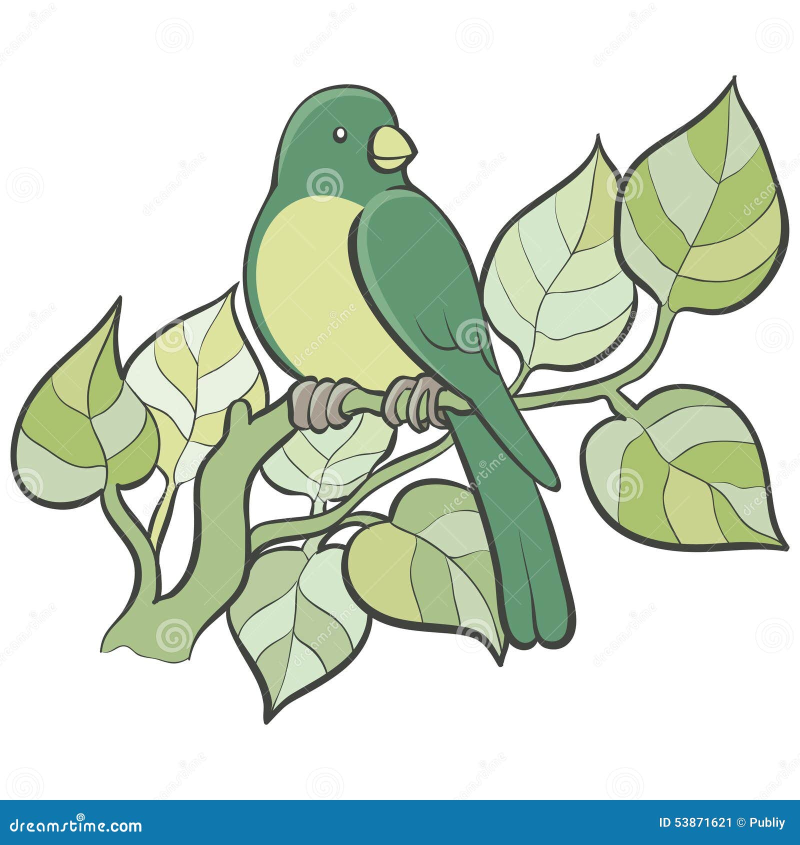 Green Bird stock vector. Illustration of wallpaper, forest - 53871621